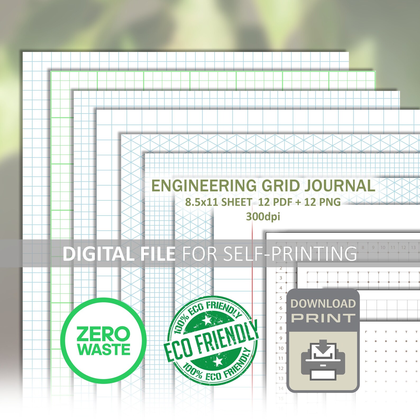 Engineering Dotted-grid Journal Pages Printable Instant Download ...
