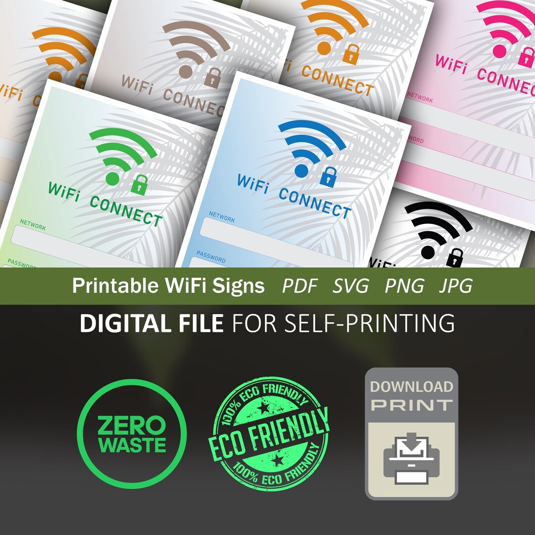 Printable Wi-fi Portrait Signs Instant Download Template Files Svg Pdf ...