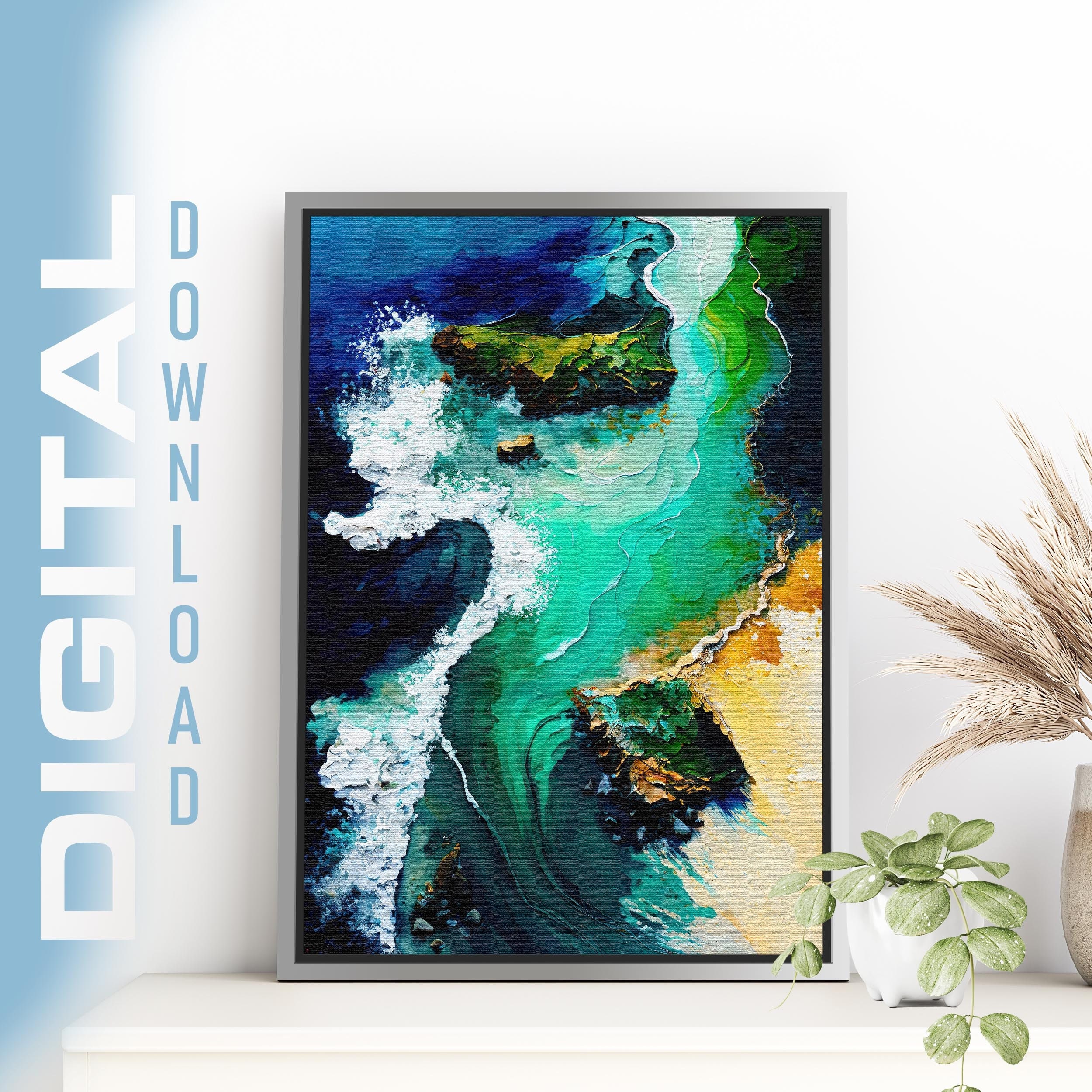 Rocky Coast Landforms, Rocky Shore Coastline in Abstract Oil Thick and ...