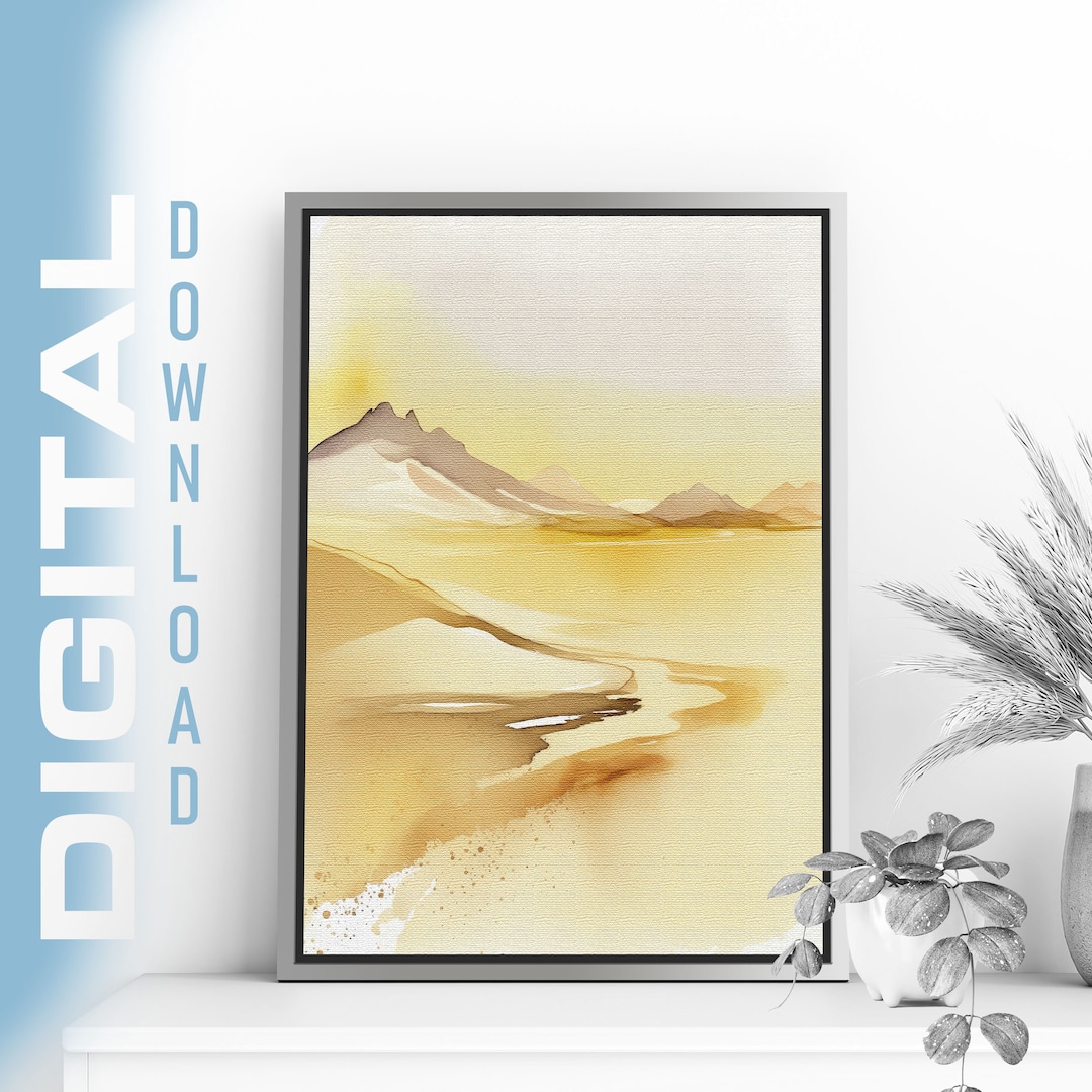Scorched Desert in Watercolor Artwork, High-resolution Digital Download ...