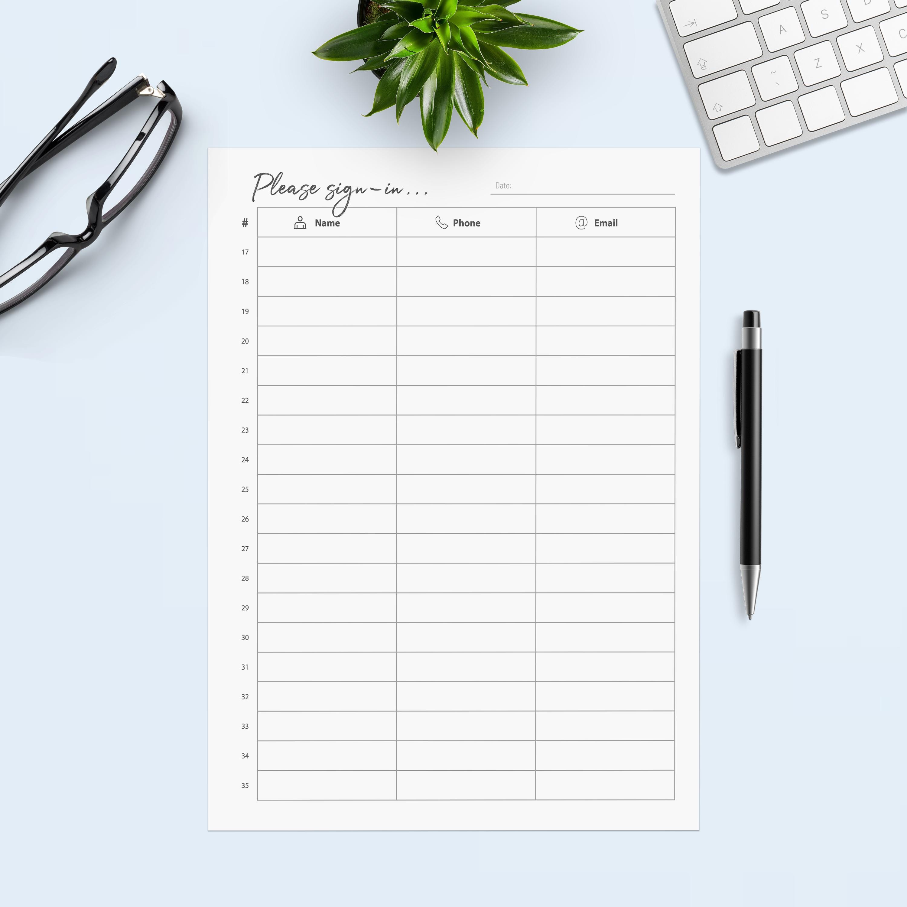 Please Sign-in Sheet Instant Download Template File Letter 8.5x11 ...