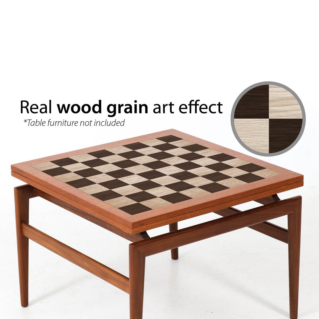 Chess Board & Checker Vinyl Sticker Decal With Classic Real Wood Grain ...