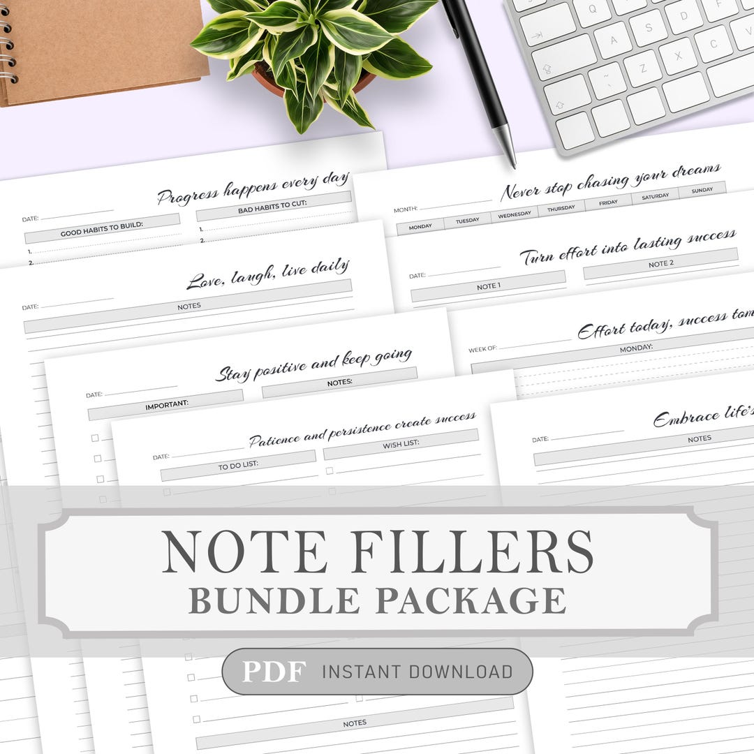 Note Fillers Bundle Package Instant Download Template Files A4, A5 ...
