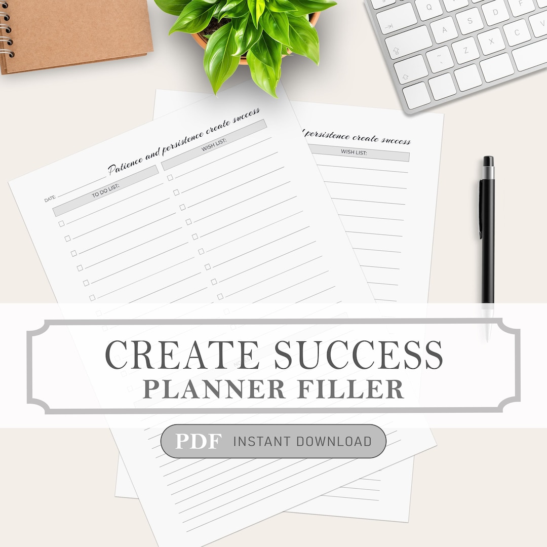 Create Success Note Planner Filler Instant Download Template Files ...
