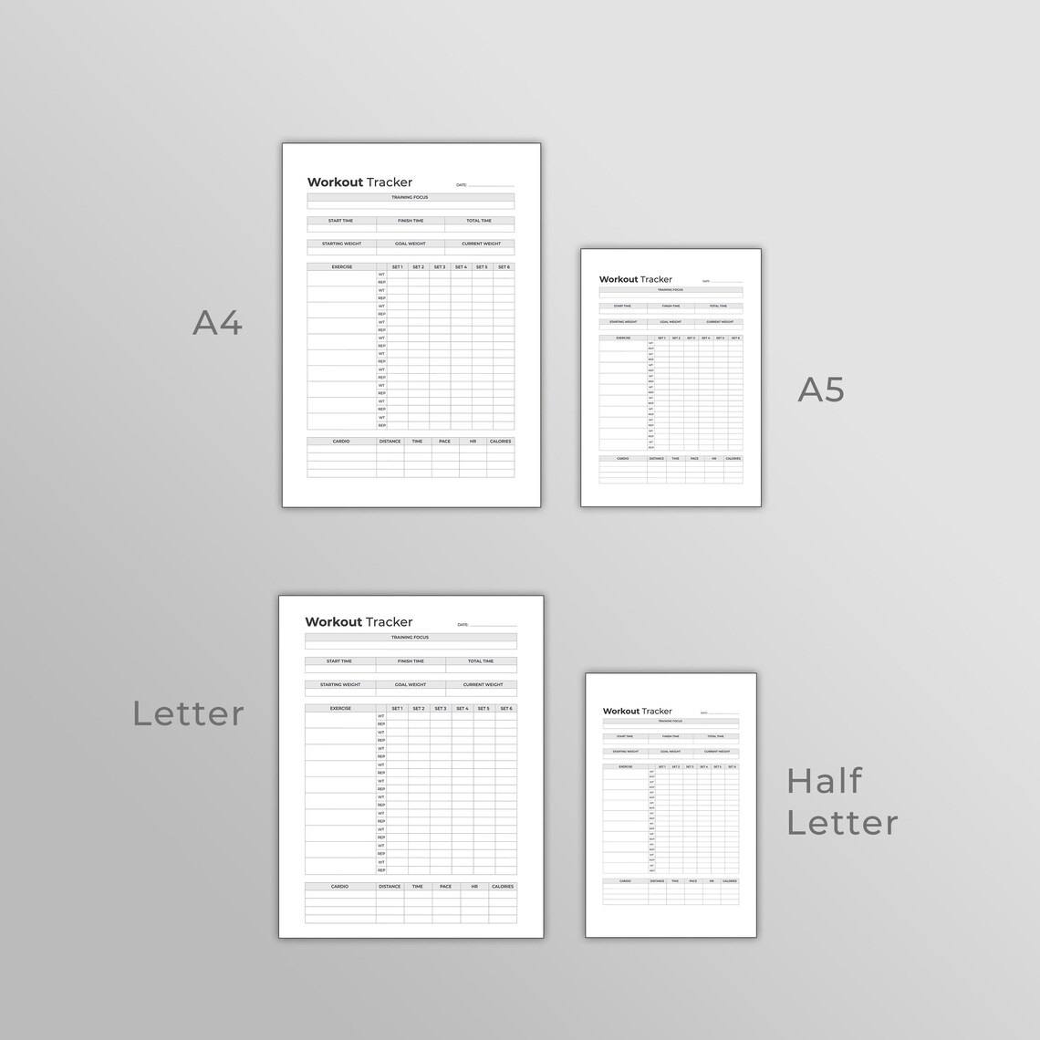 Printable Workout Tracker, Fitness Goal Log (PDF Download) - Etsy