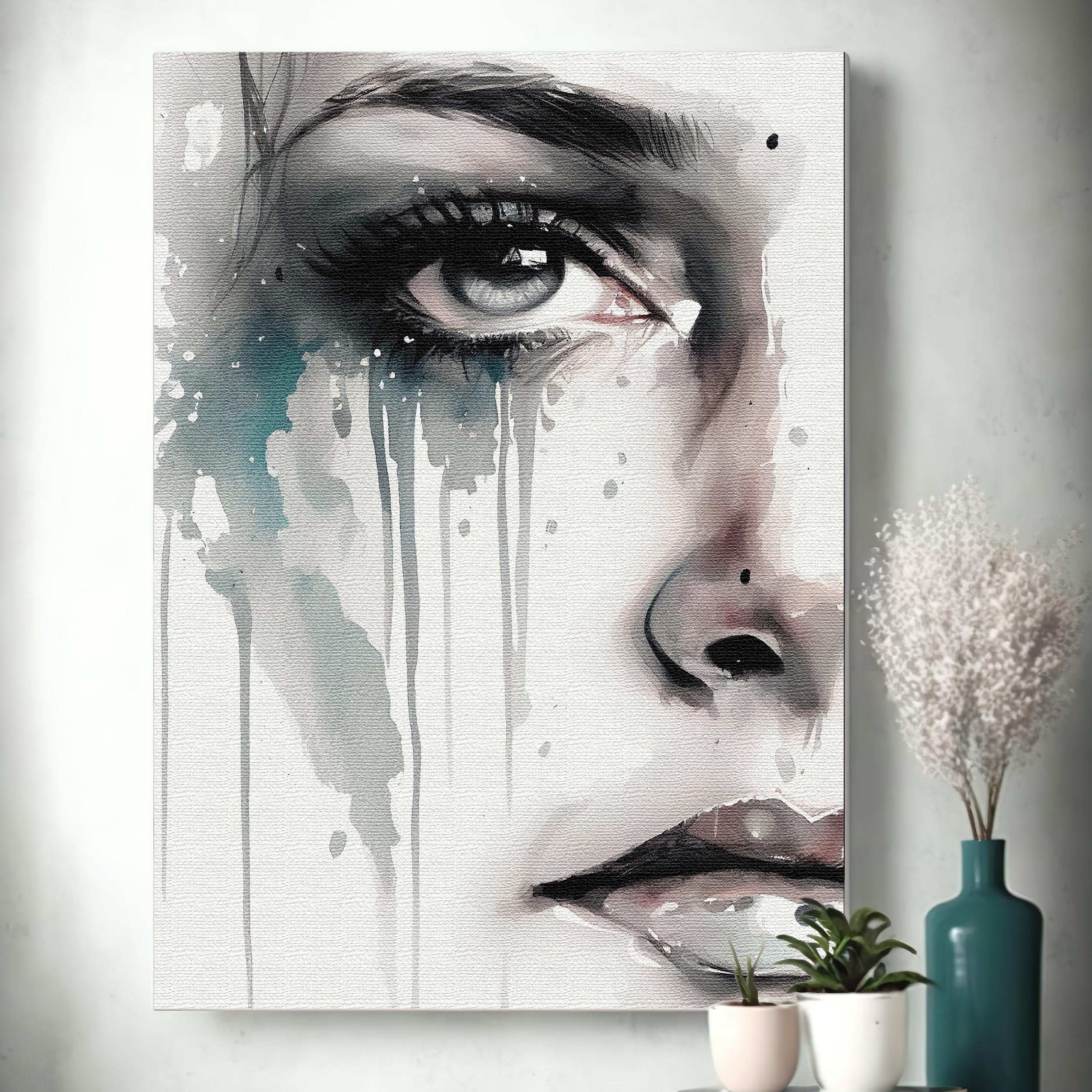 Crying Sad Eyes in Watercolor Artwork, High-resolution Digital Download ...