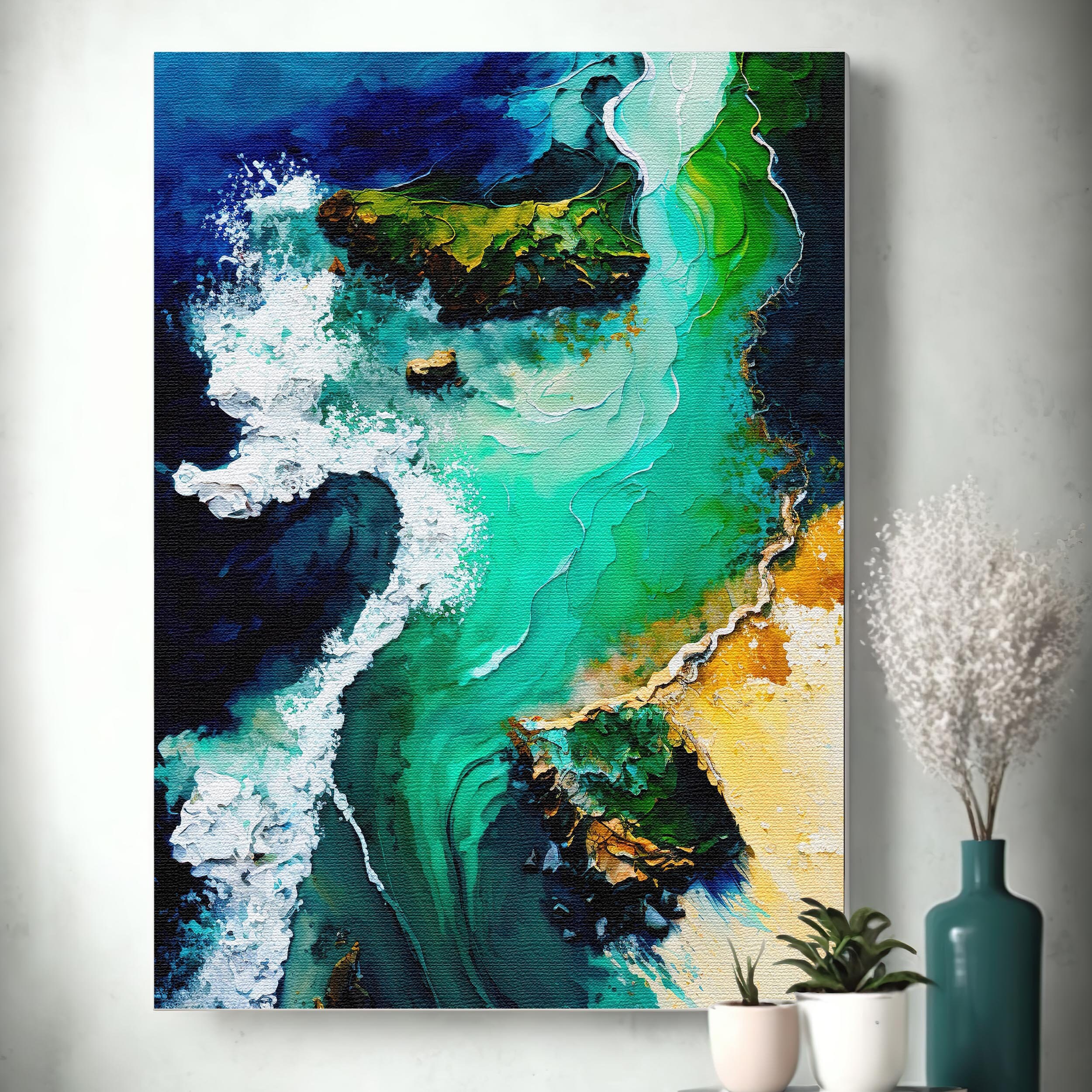 Rocky Coast Landforms, Rocky Shore Coastline in Abstract Oil Thick and ...