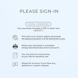 Please Sign-in Sheet Instant Download Template File Letter 8.5x11 ...