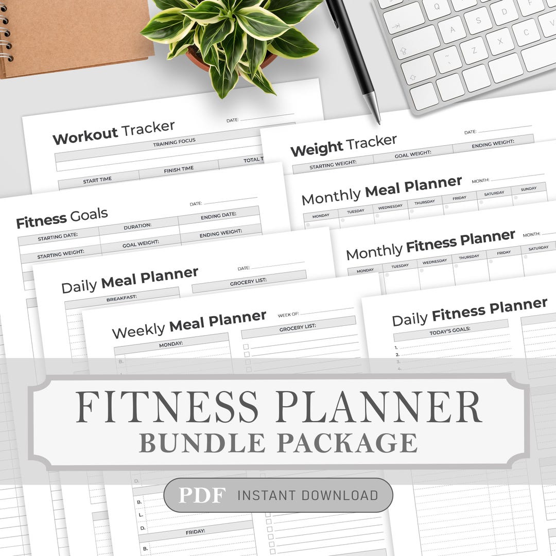 Fitness Planner Bundle Package Instant Download Template Files A4, A5 ...