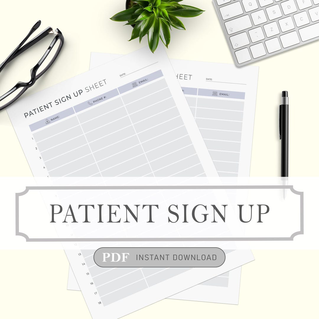 Patient Sign up Sheet Instant Download Template File Letter 8.5x11 ...