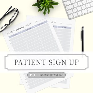 Patient Sign up Sheet Instant Download Template File Letter 8.5x11 ...