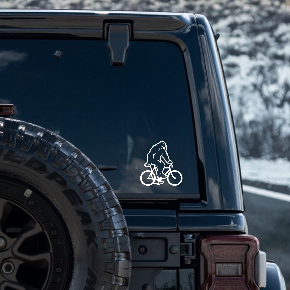 Bigfoot Riding Bicycle Vinyl Decal Sasquatch Riding Bike - Etsy