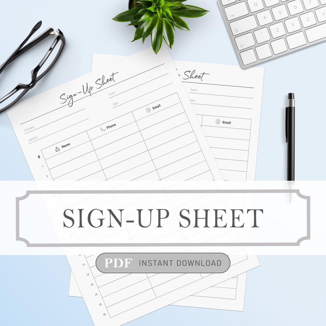 Sign-up Sheet Instant Download Template File Letter 8.5x11 Printable ...