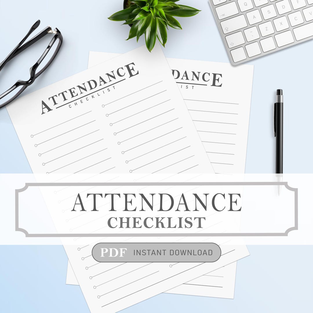Attendance Checklist Instant Download Template File Letter 8.5x11 ...