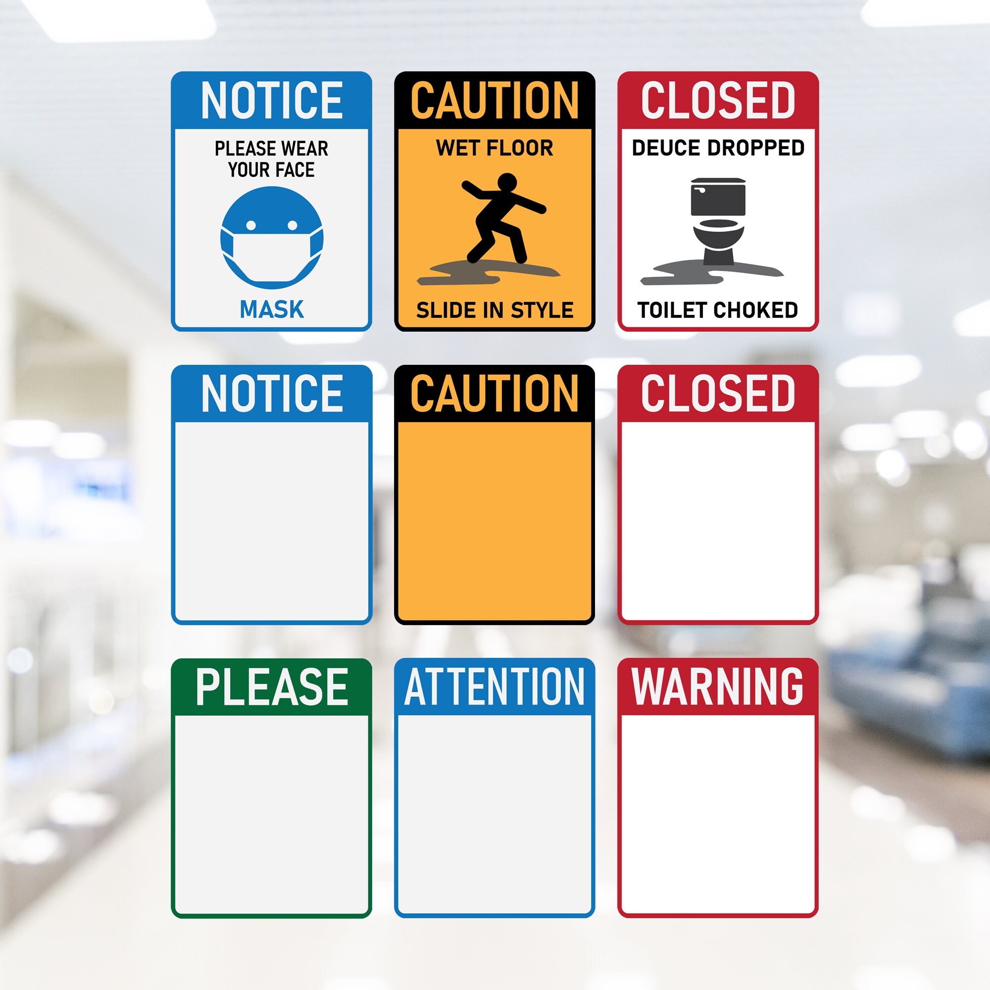 Printable Warning Sign Templates – Attention, Caution, Notice (digital ...