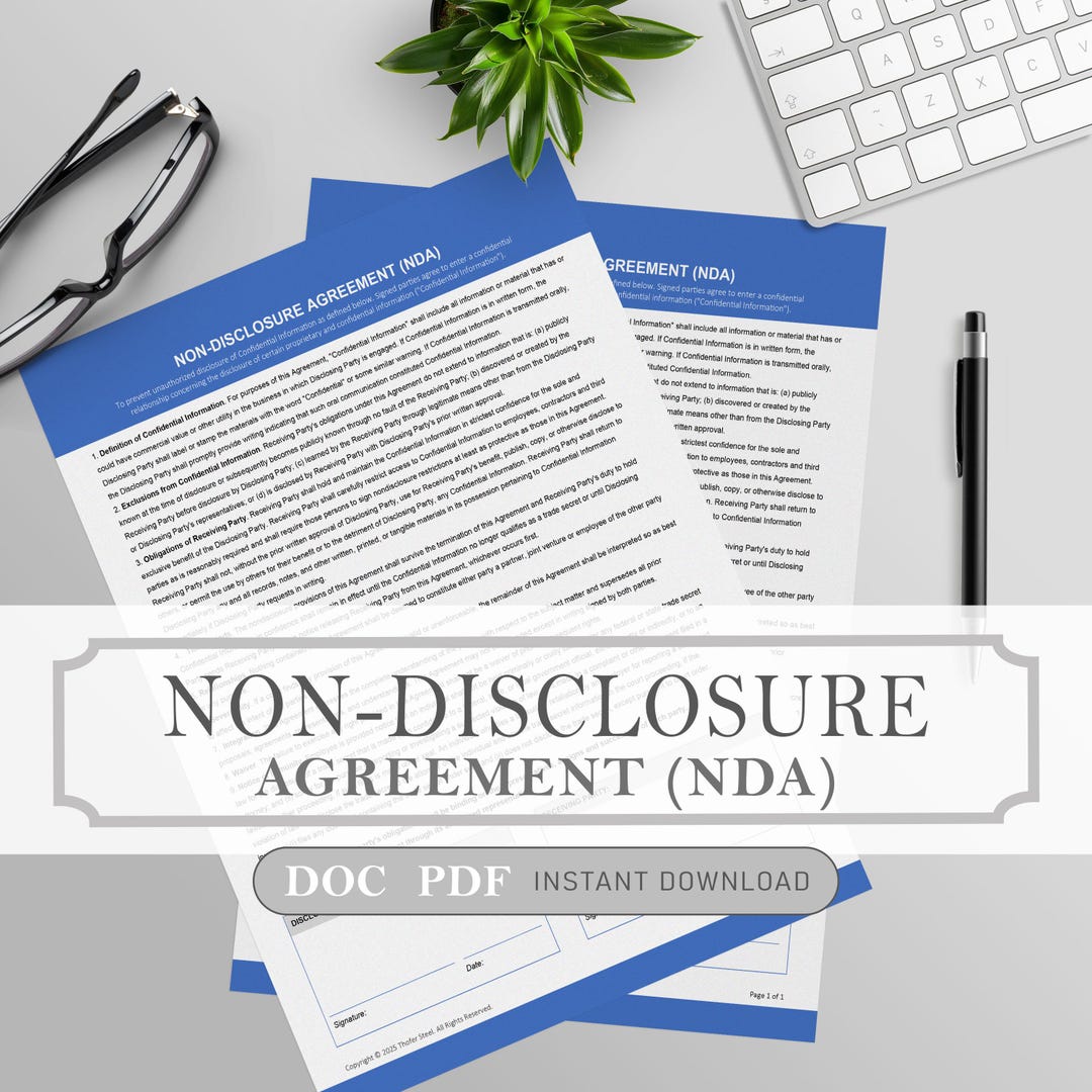 Non-disclosure Agreement Template (NDA) Letter Size (PDF & Word) - Etsy