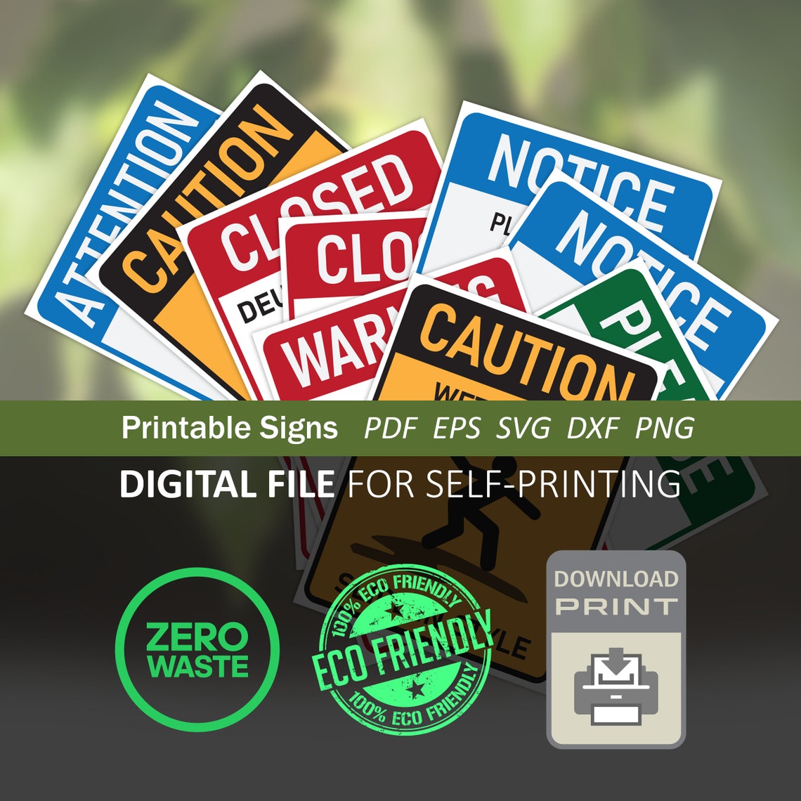 Printable Warning Signs Instant Download Template Files Notice ...