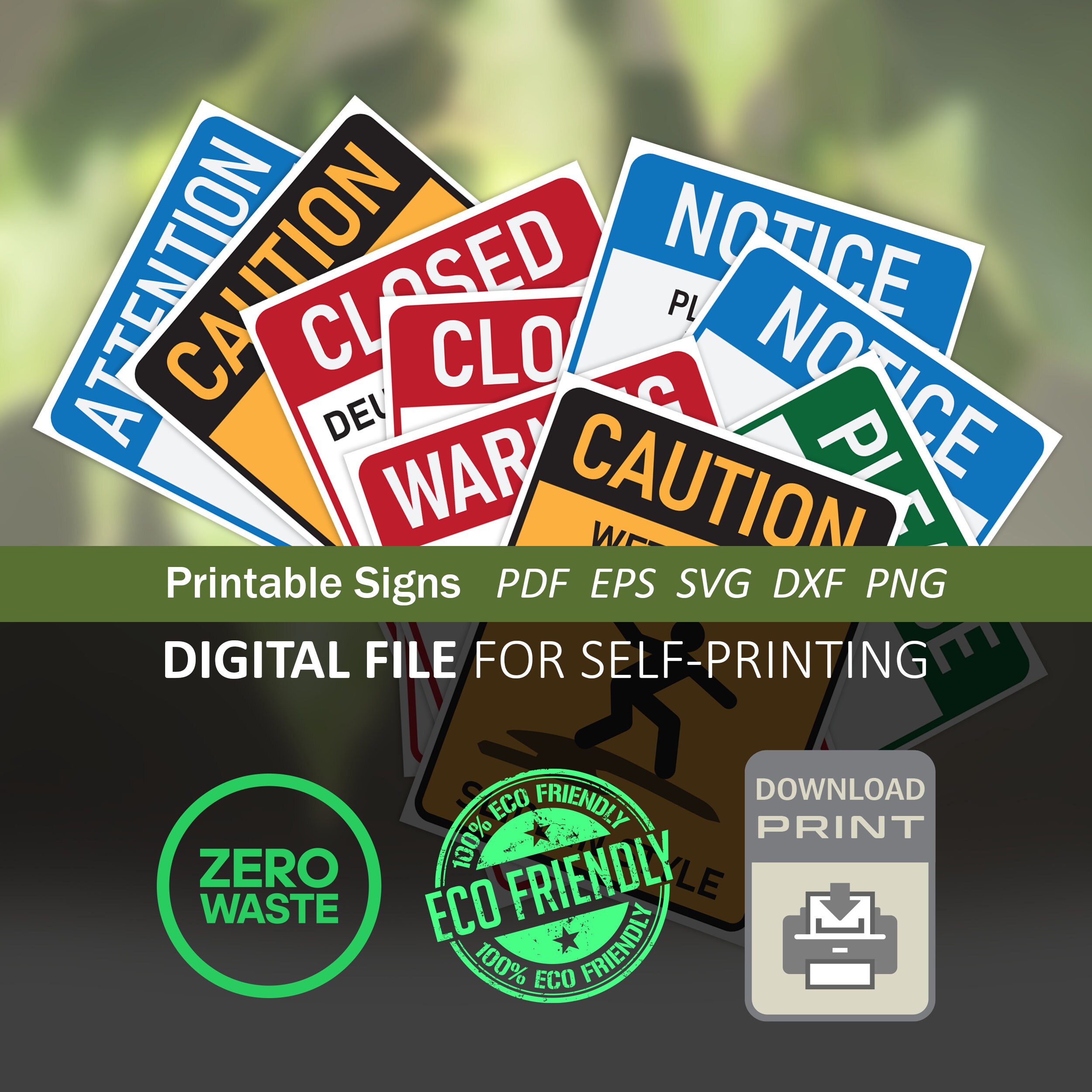 Printable Warning Signs Instant Download Template Files Notice ...