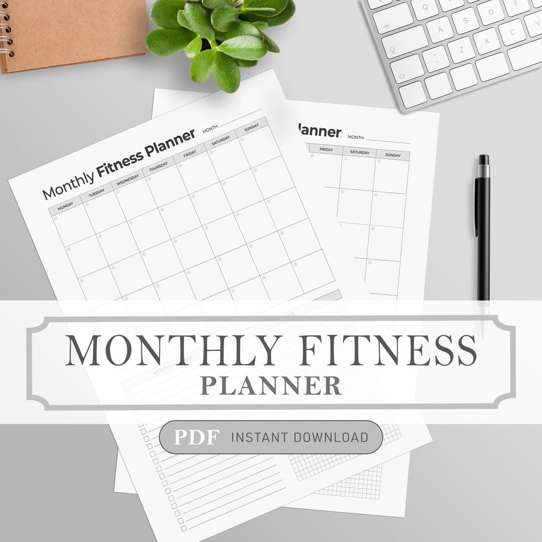 Monthly Fitness Planner Printable, Goal Tracker (PDF Download) - Etsy