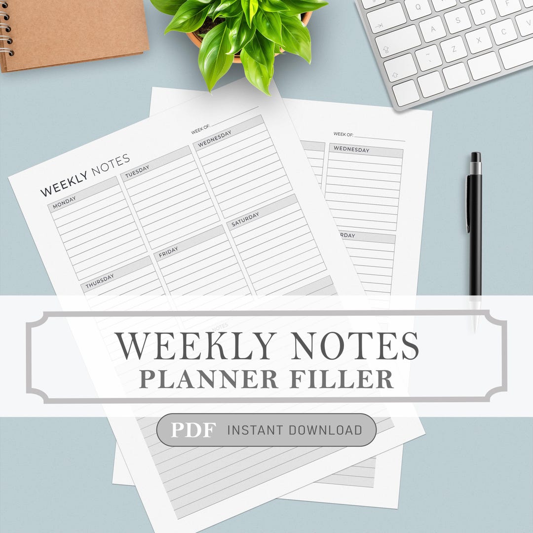 Weekly Notes Management Planner Instant Download Template Files ...