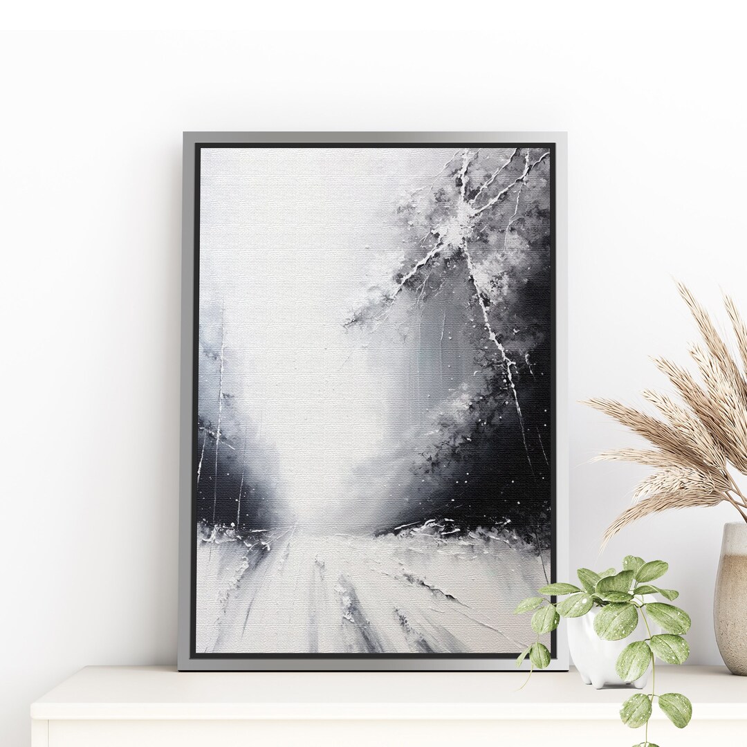 Blizzard Foggy Trails in Watercolor Artwork on Pine Framed Floating ...