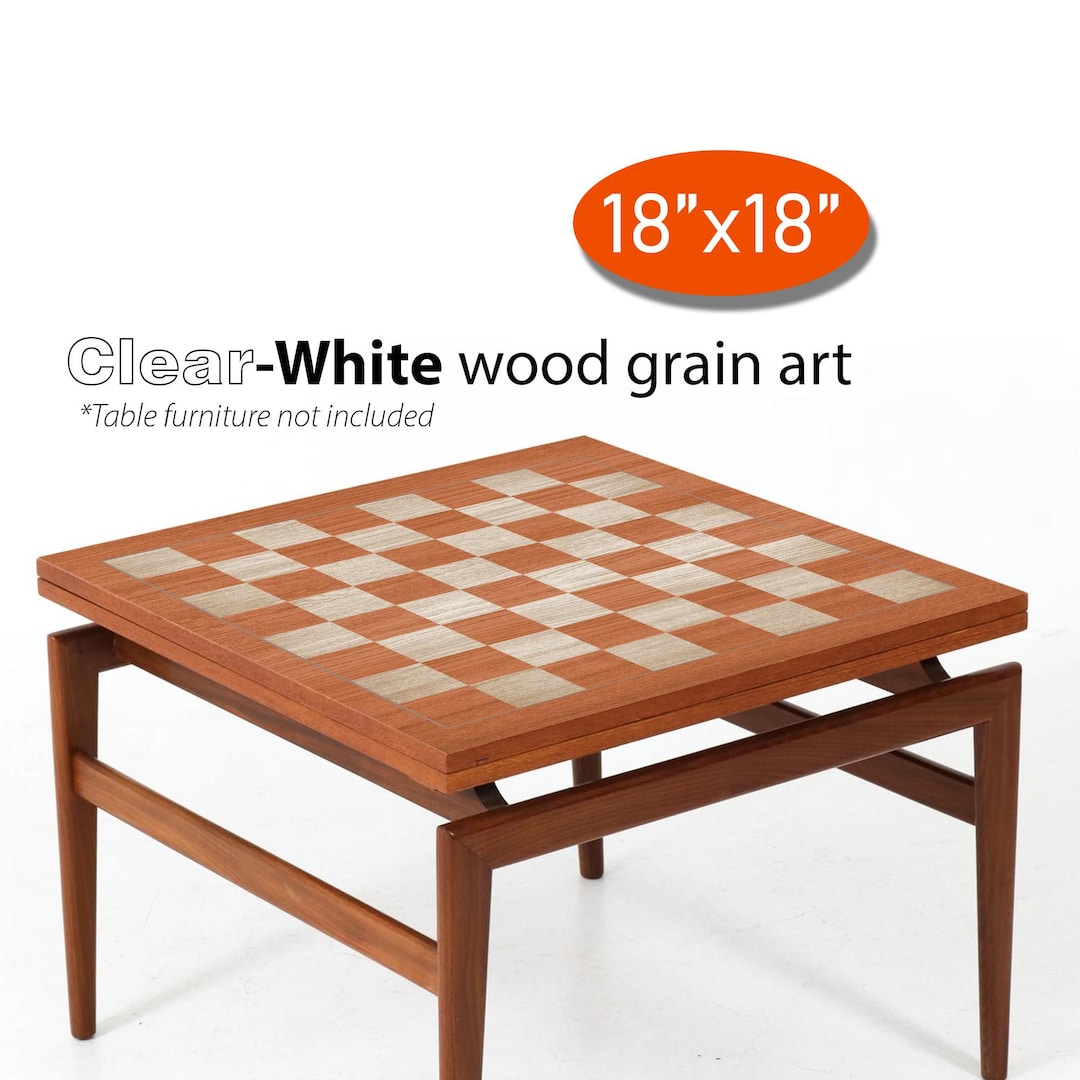 Chess Board & Checkers Vinyl Sticker Decal in Clear-white Wood Grain ...