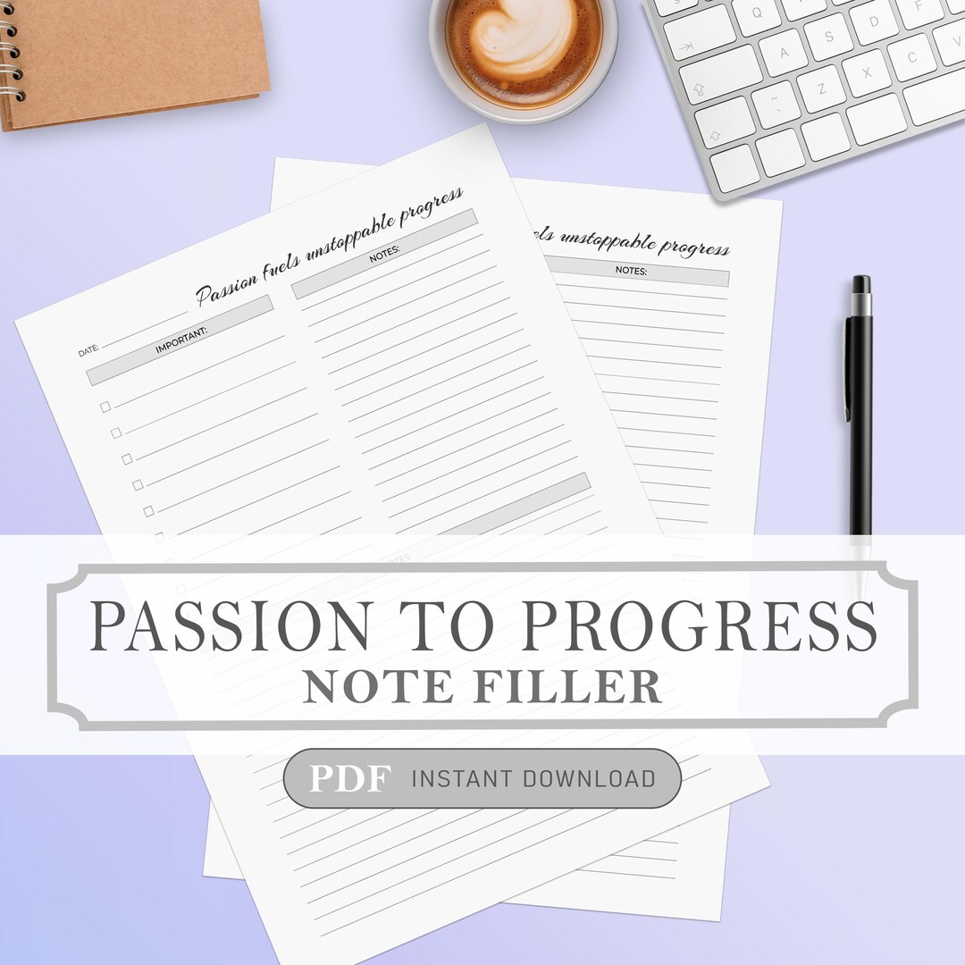 Passion to Progress Note Planner Filler Instant Download Template Files ...