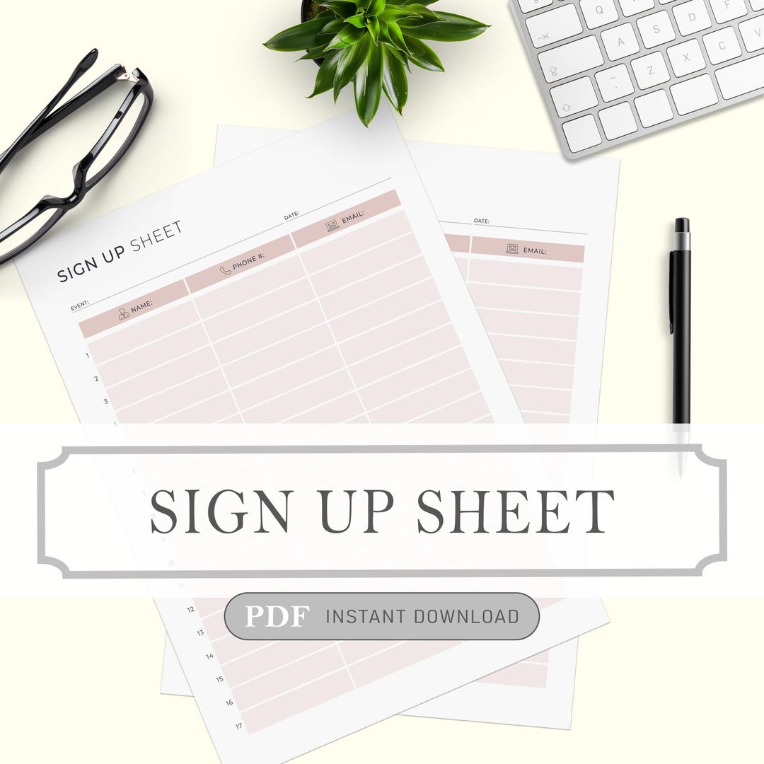 Sign up Sheet Instant Download Template File Letter 8.5x11 Printable ...
