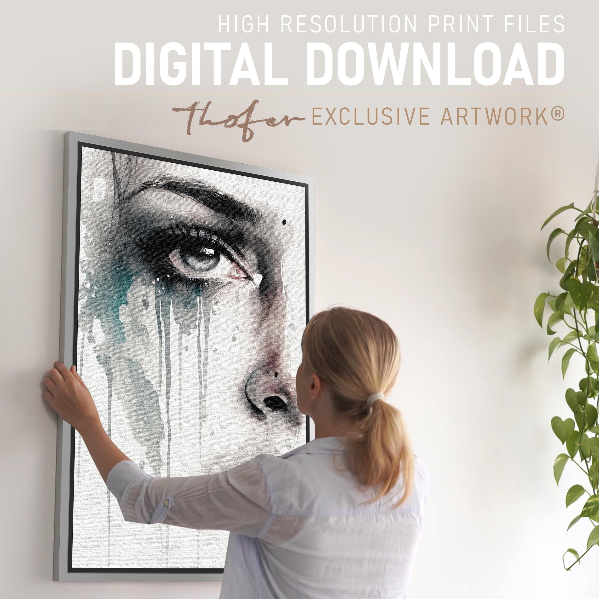 Crying Sad Eyes in Watercolor Artwork, High-resolution Digital Download ...