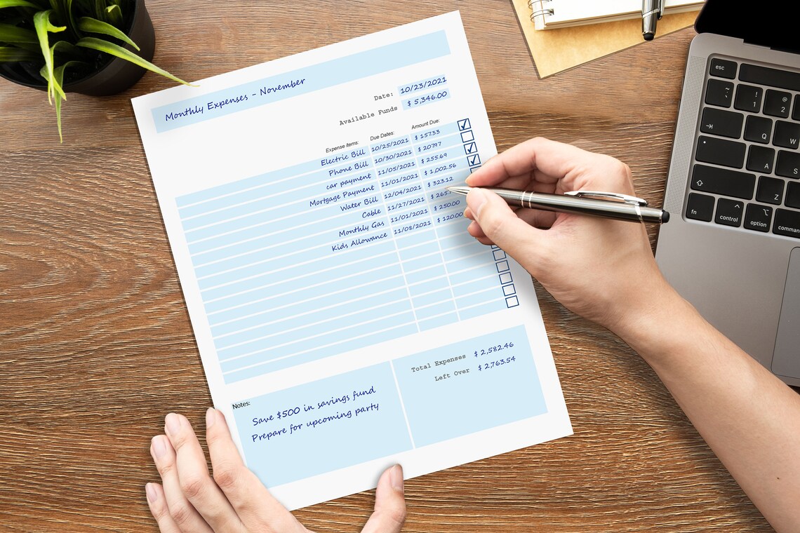 Expense List With Auto-calculation Printable PDF Template - Etsy