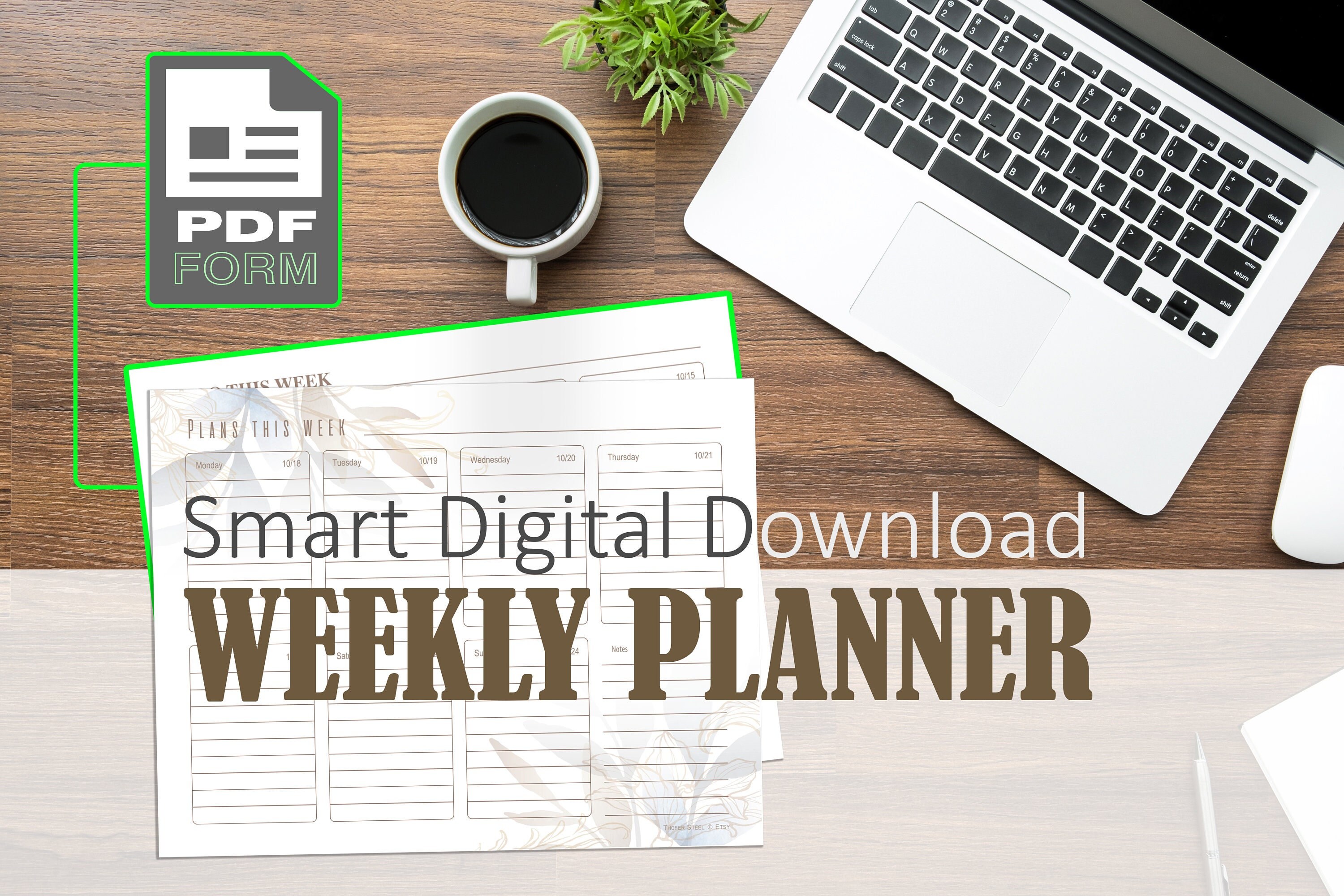 Weekly Planner Automatic Start Date Digital Download Printable PDF ...