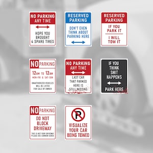 Funny No Parking Sign Printable – Reserved Parking, Tow Away Zone ...
