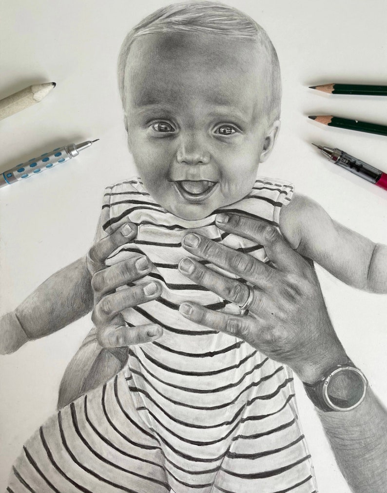 Portrait Pencil Drawing From Your Own Photo Gift Idea | Etsy