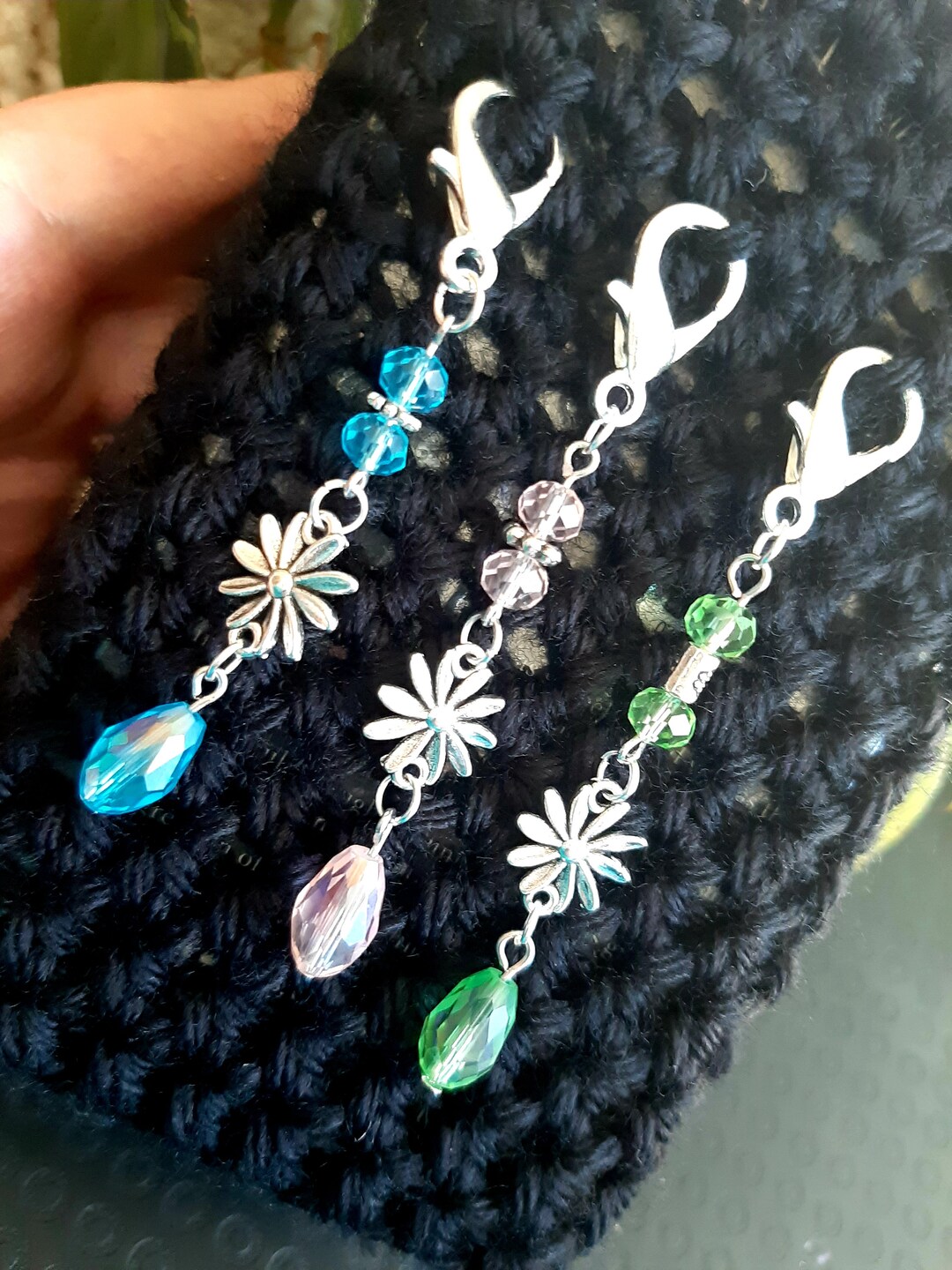 Flower Stitch Markers Set of 3, Flowers Zipper Pulls, Crochet Stitch ...