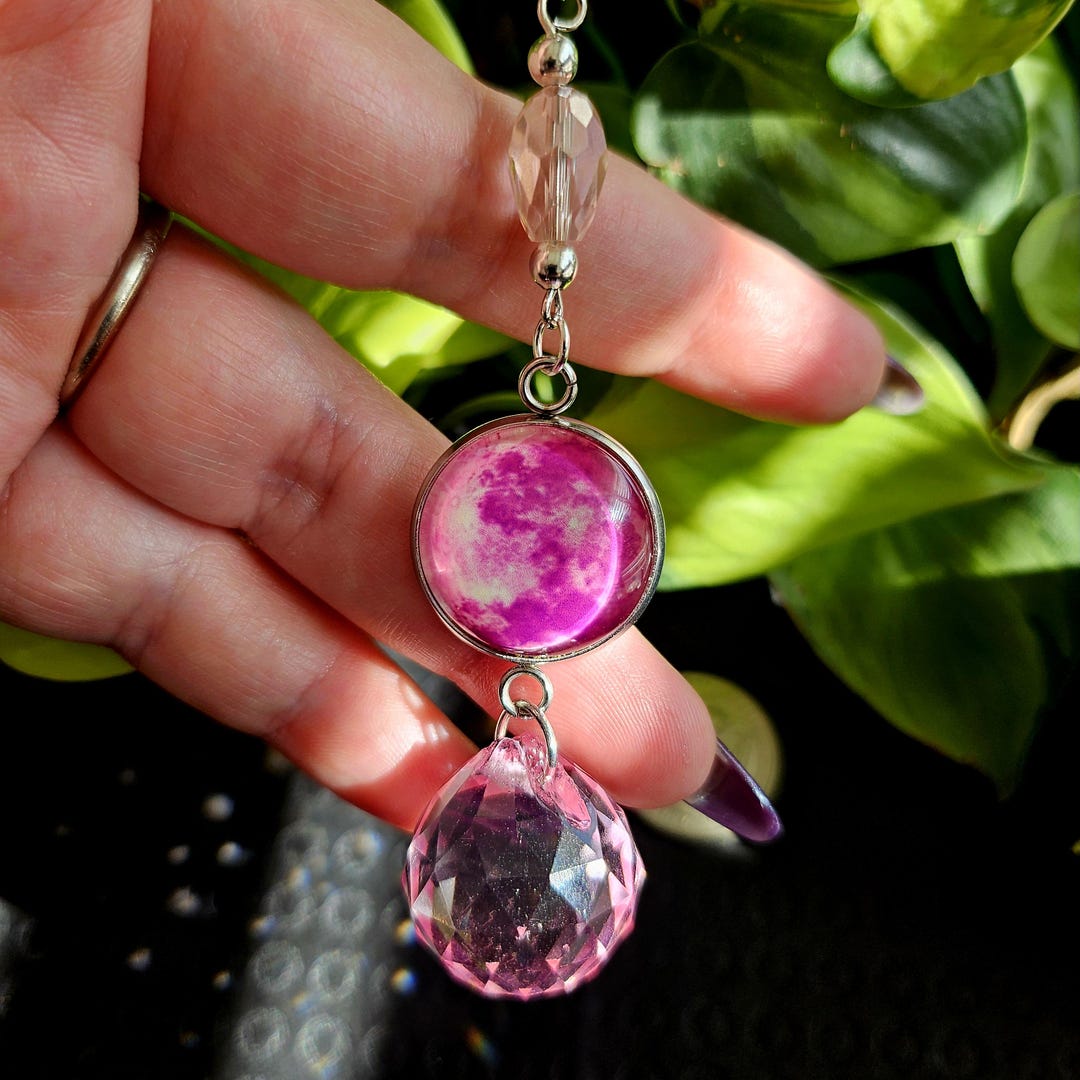Glowing Pink Moon Key Chain, Glow in the Dark Key Chain, READY TO SHIP ...