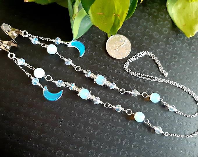 Witch Potion Silver or Gold Eyeglass Chain Czech Crystal Opal Beads ...