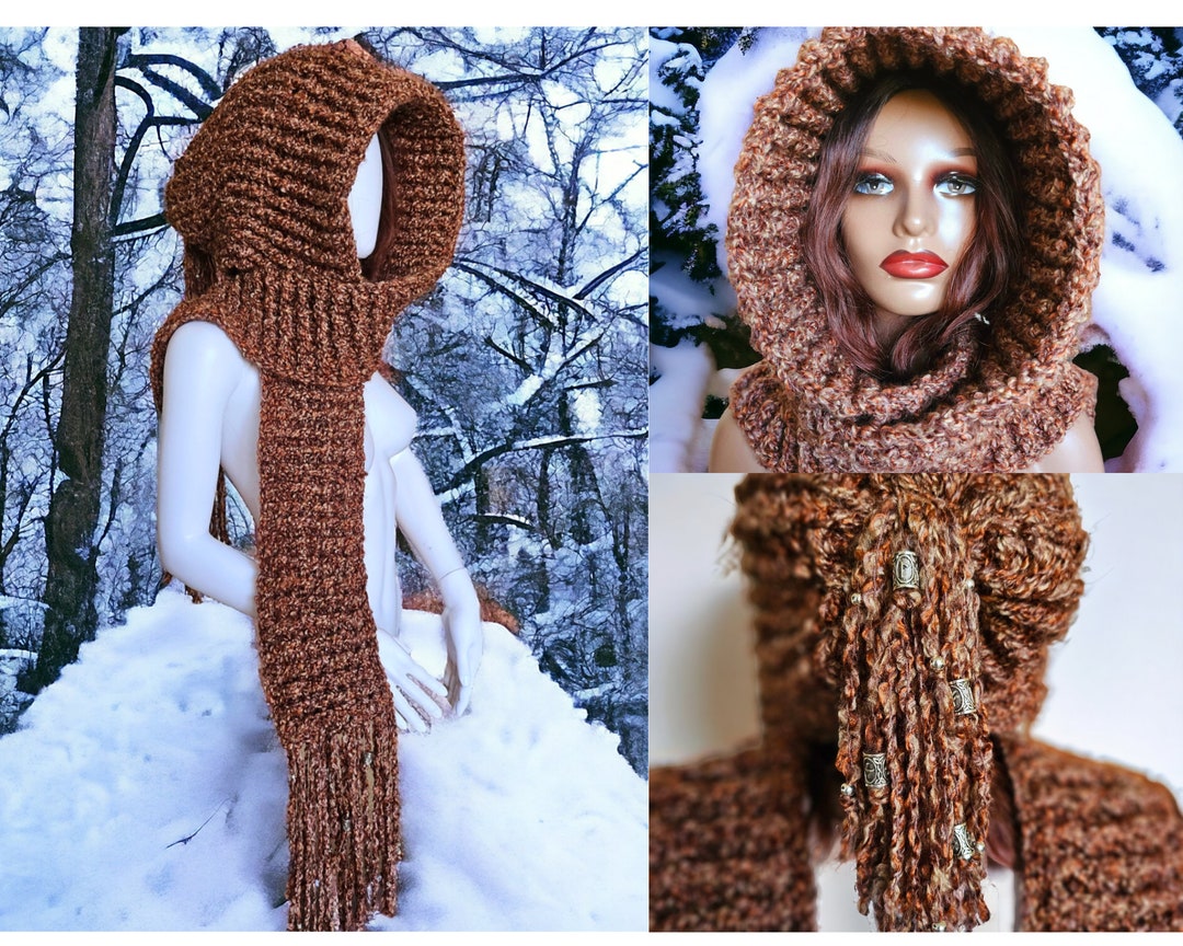 Raylin Fringed Viking Hood PATTERN ONLY, Crochet Pattern, Crochet Hood Pattern, Viking Hood ...