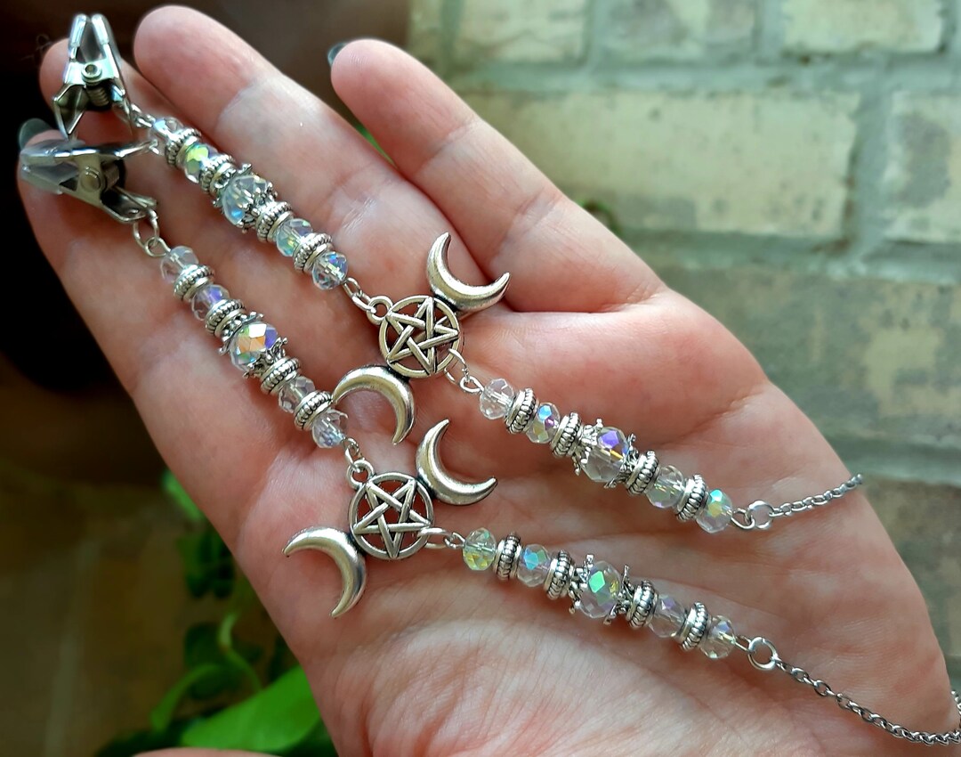 Triple Moon Glasses Chain, Glasses Chain With Clips, Goddess Glasses ...