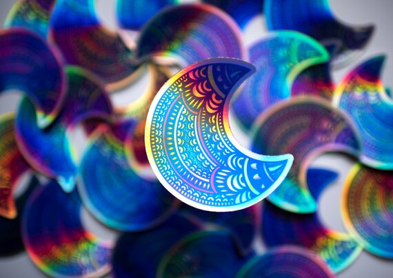 Holographic Moon Sticker Laptop Car Vinyl Bumper Water Bottle | Etsy