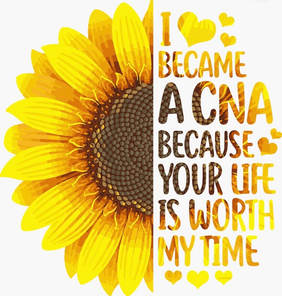Sunflower CNA Sticker: Waterproof Vinyl Decal, CNA Gift, Sunflower ...