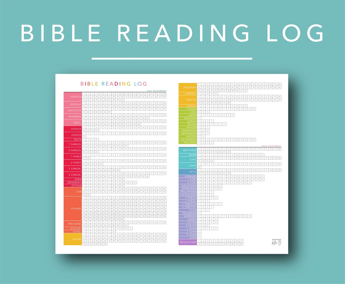 Bible Reading Log PRINTABLE Bible Reading Tracker Color - Etsy