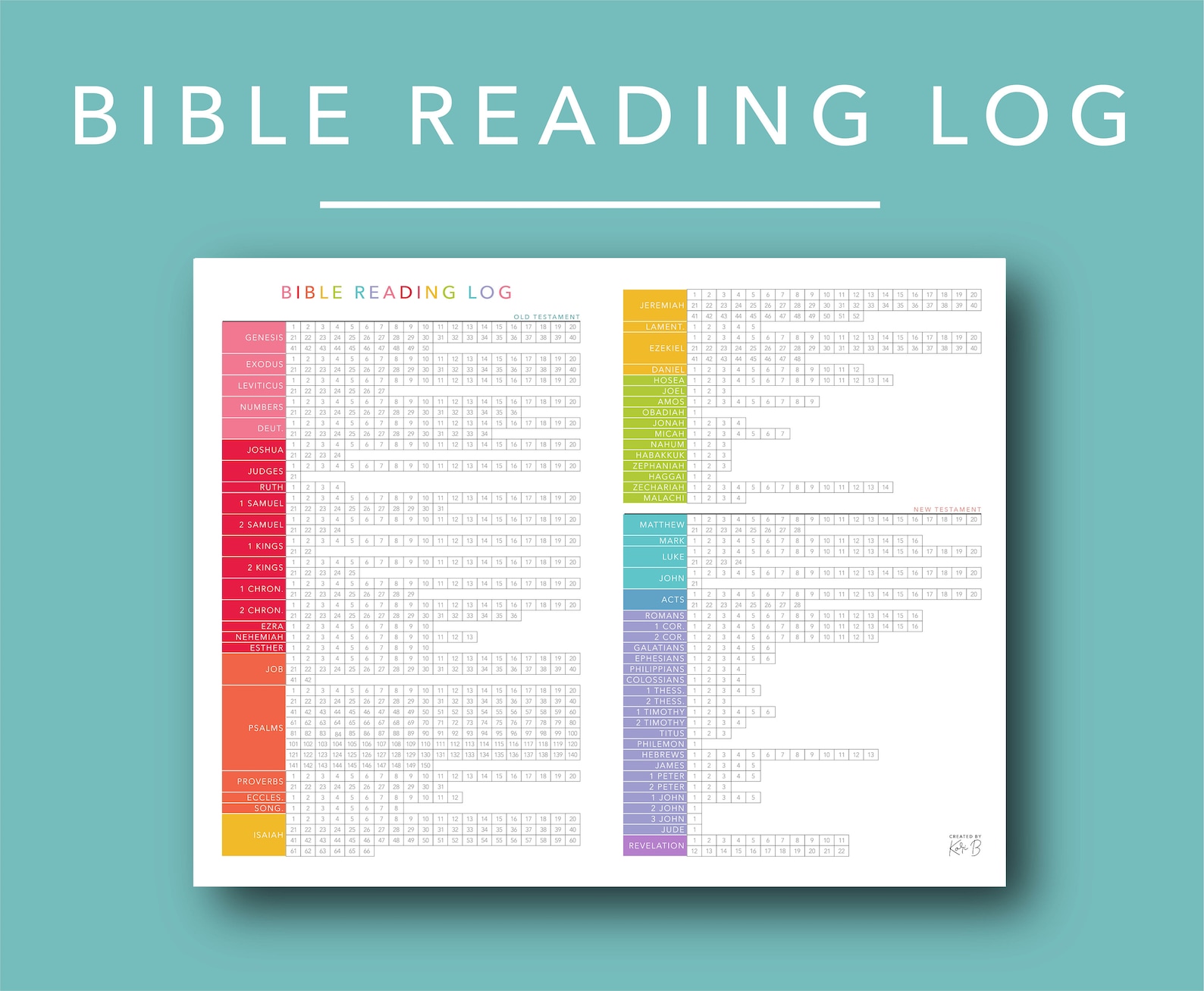 Bible Reading Log PRINTABLE Bible Reading Tracker Color - Etsy