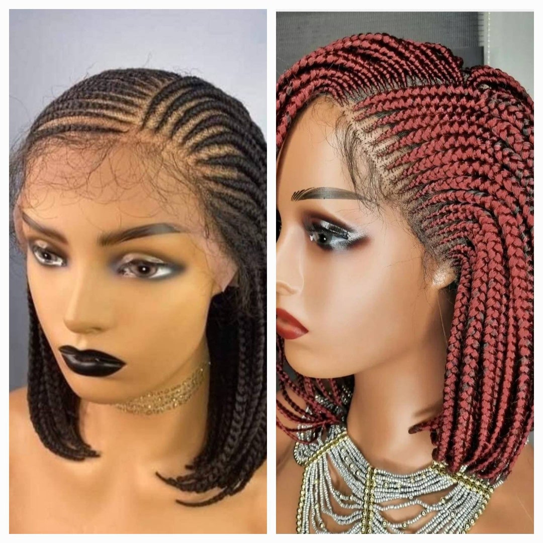 Handmade Short Box Braided Wig, Lace Frontal & Full Lace Braided Wig ...