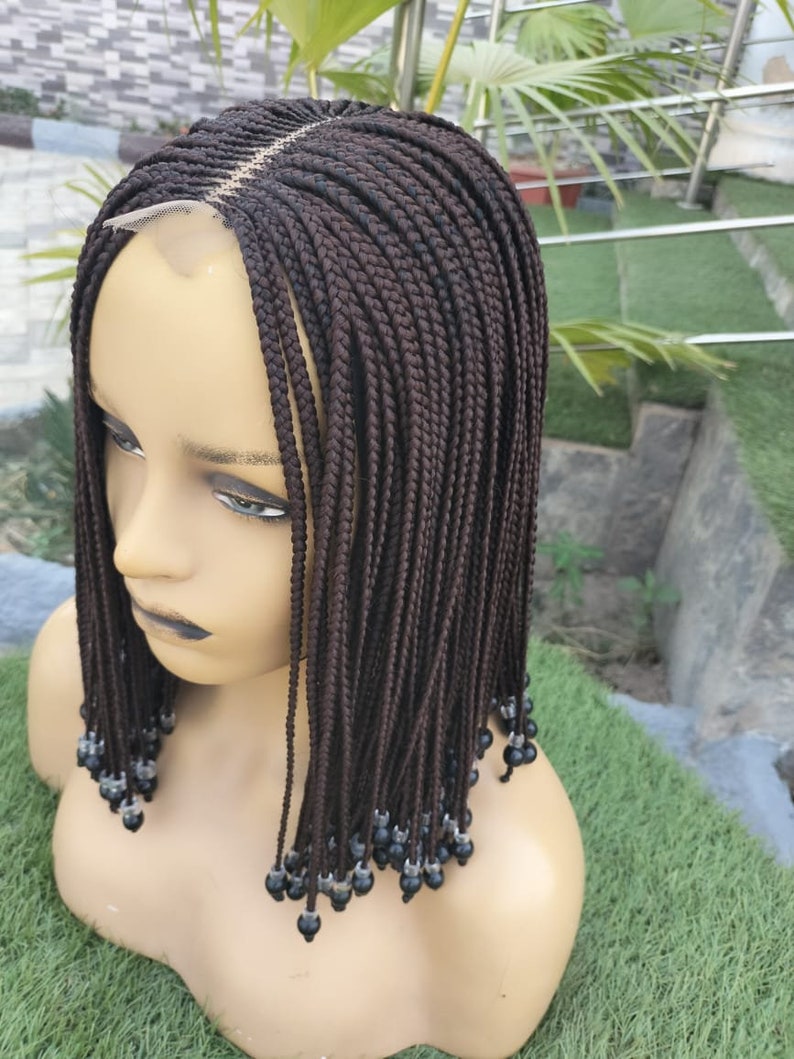 Short Box Braided Wig. Braided Wig With Beads. Lace Closure Short ...