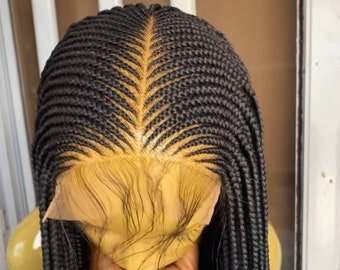 Handmade Slant Parting Full Lace and Frontal Braided Wig. Ghana Weaving ...