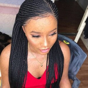 Handmade Slant Parting Full Lace and Frontal Braided Wig. Ghana Weaving ...