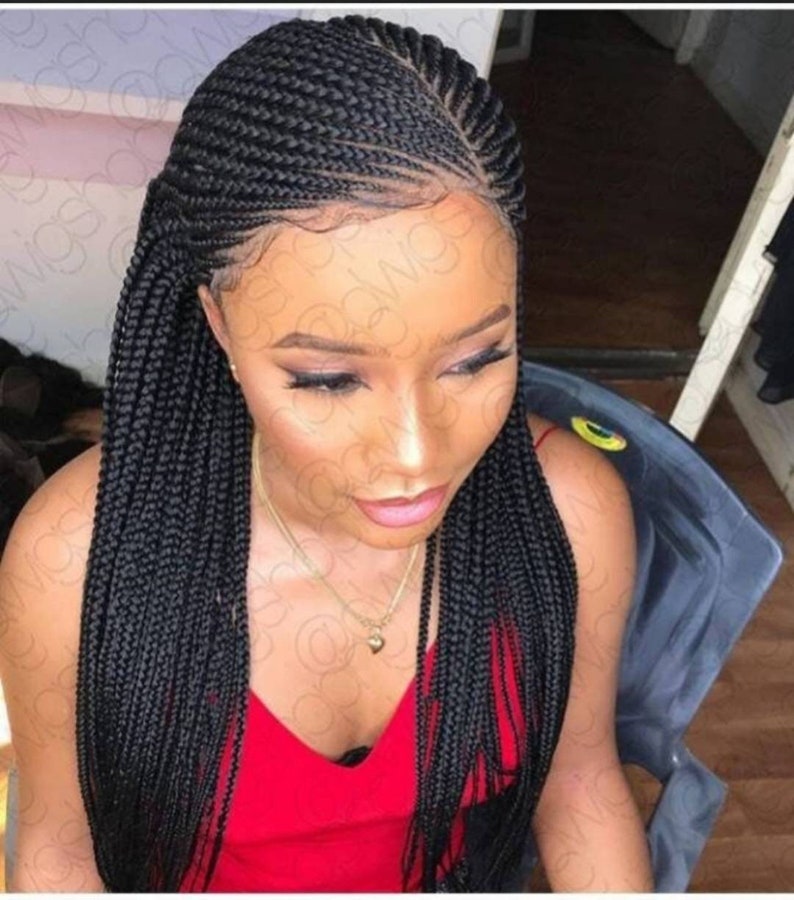 Handmade Slant Parting Full Lace and Frontal Braided Wig. Ghana Weaving ...