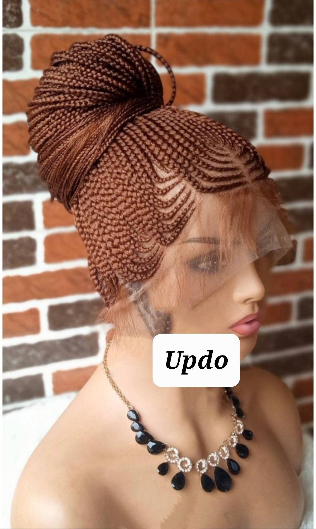 Updo Full Lace Cornrow Braided Wig Cornrow Wig Braided Etsy