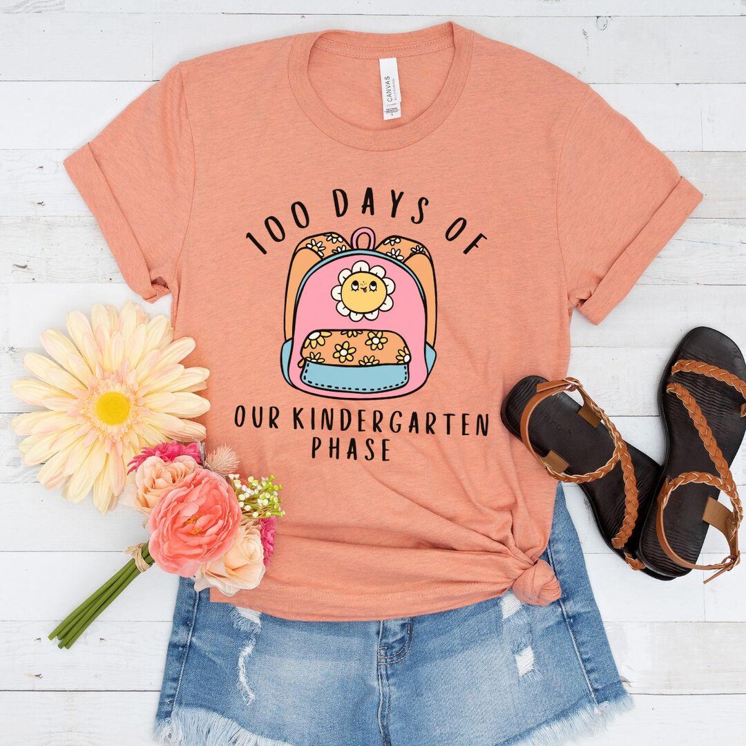 100th Day of Kindergarten School Backpack Shirt, 100 Days Shirt, 100 ...