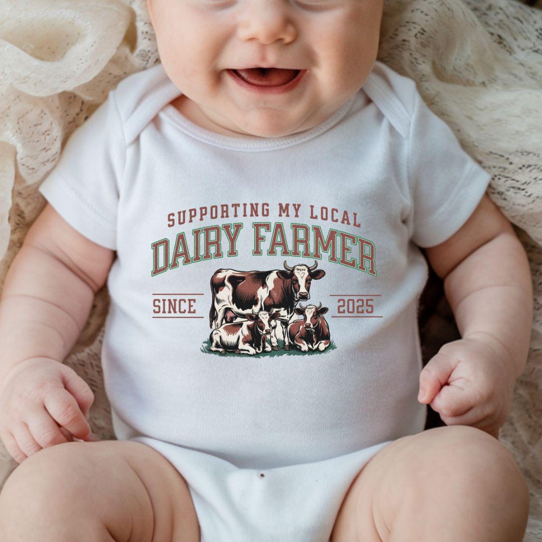 Support My Local Dairy Farmer Baby Bodysuit,breastfeeding Funny Baby ...